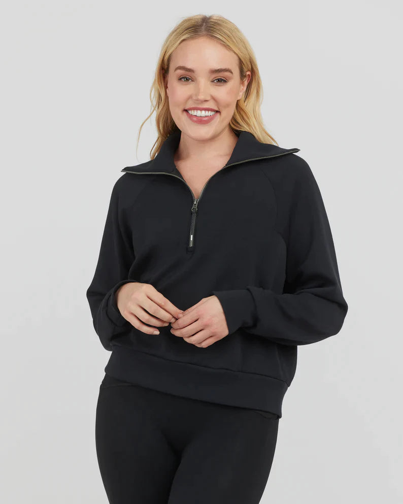 Spanx AirEssentials Half-Zip Pullover in Very Black – Poppy's of Atlanta