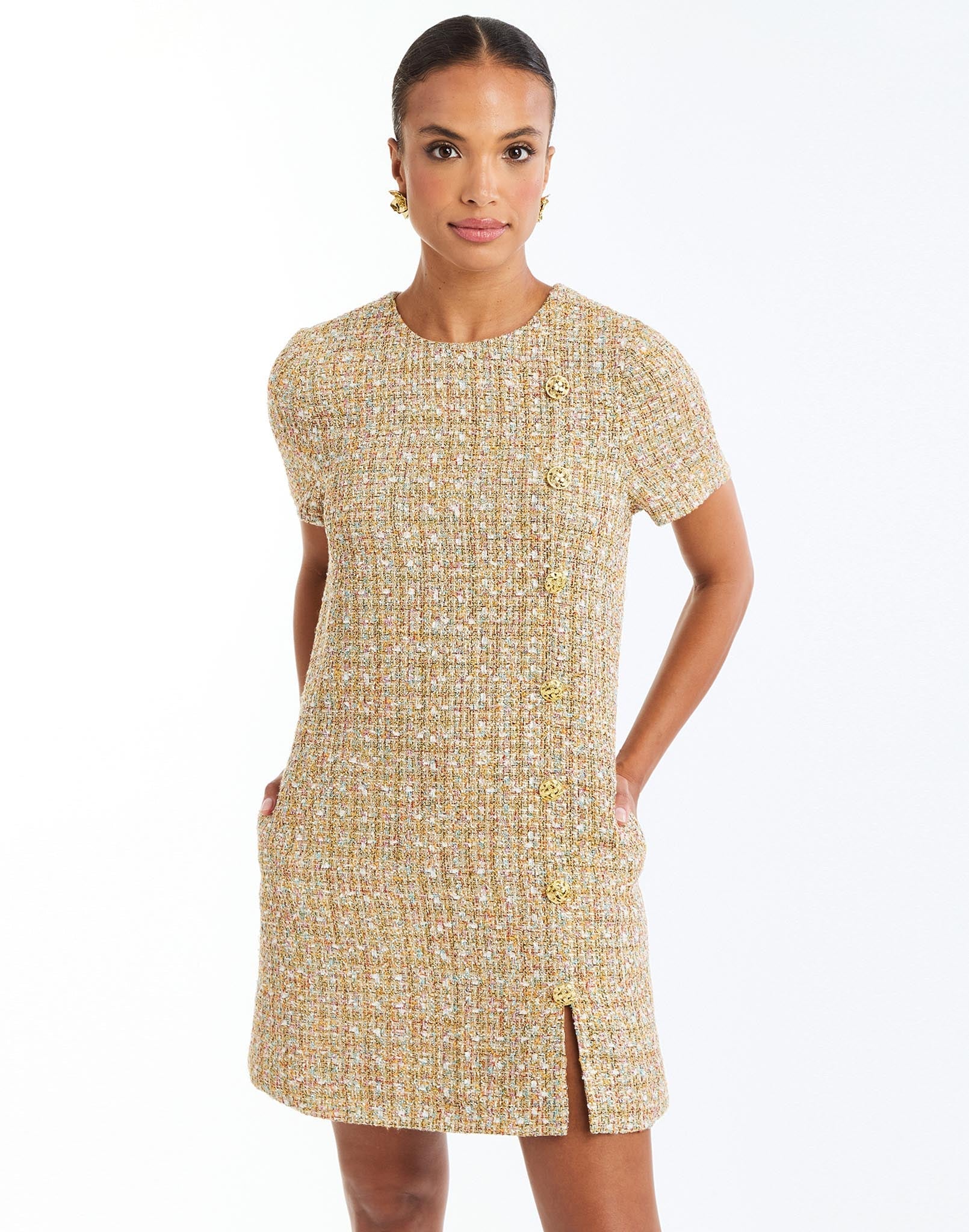 Mestiza Isolde Mini Dress in Gold Sparkle Tweed – Poppy's of Atlanta
