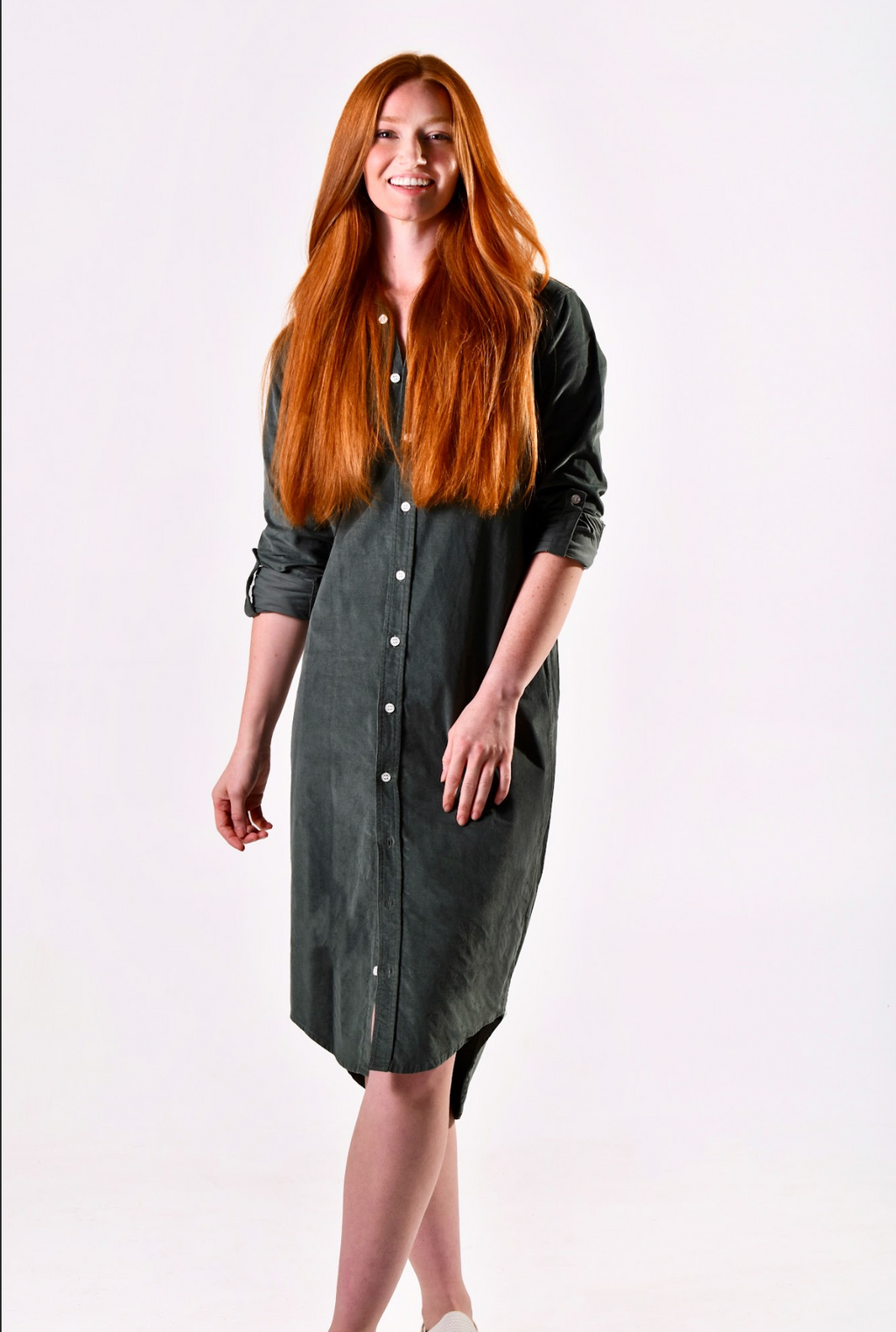 Emily Phillips Baby Cord Girlfriend Dress in Forrest Green – Poppy's of ...