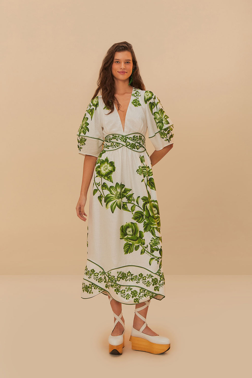 Farm Rio Green Floral Cascade Midi Dress in Off White – Poppy's of Atlanta