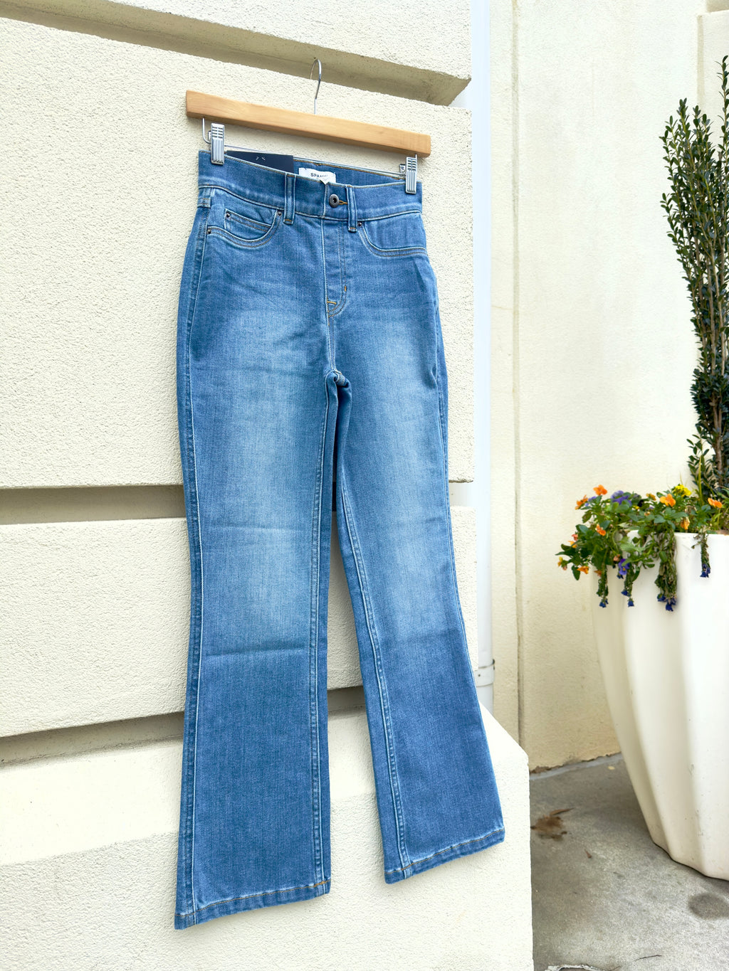 Spanx Pull-On Kick Flare Denim Pant in Stonewashed Blue – Poppy's of ...