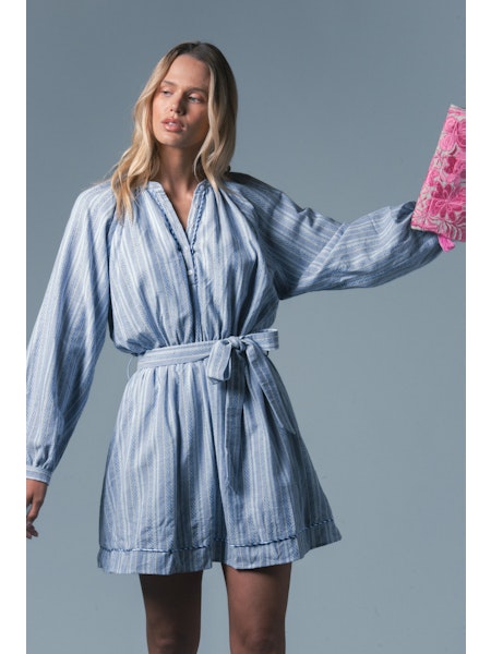 The Shirt by Rochelle Beherns Taryn Dress in Blue Tribal Stripe – Poppy ...